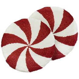 Beliani DEKOKISSEN 2er-Set Wei&szlig; 40/40 cm Swirl Candy