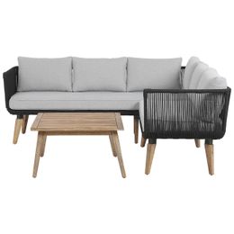 Beliani LOUNGE-SET 5-Sitzer Akazienholz Schwarz Alcamo