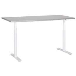 Beliani SCHREIBTISCH grauwei&szlig; 160/72 cm elektrisch h&ouml;henverstellbar Destin IV