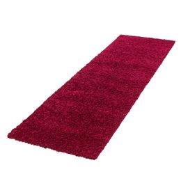 KADIMA DESIGN HOCHFLORTEPPICH RHEIN, einfarbig, Rot, 80 x 250 cm