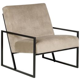 Beliani SESSEL Samtstoff taupe/schwarz Delary