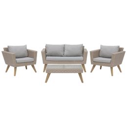 Beliani LOUNGE-SET 4-sitzer Rattan Grau Vittoria
