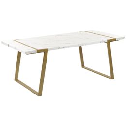 Beliani ESSTISCH 200/90/76 cm Wei&szlig;, Goldfarben Rechteckig Martynika