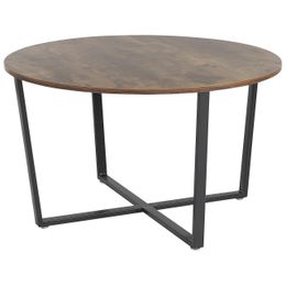Beliani COUCHTISCH dunkler Holzfarbton/schwarz rund Orick