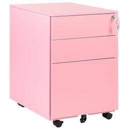Beliani AKTENSCHRANK Metall rosa 3 Schubladen mit Rollen Cami