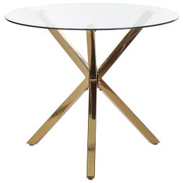 Beliani ESSTISCH 90/90/76 cm Goldfarben Rund Savoni
