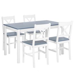 Beliani ESSGRUPPE Wei&szlig;, Grau Holz 4-Sitzer 120/75 cm Moana