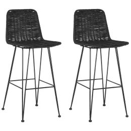 Beliani BARHOCKER 2er-Set Rattan Schwarz Cassita