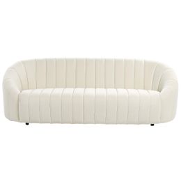 Beliani 3-SITZER-SOFA Samtstoff cremewei&szlig; Malung