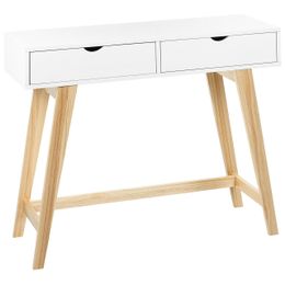 Beliani KONSOLENTISCH wei&szlig; 2 Schubladen Sully