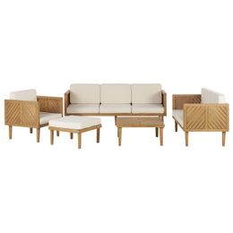 Beliani LOUNGE-SET 6-sitzer Akazienholz Hellbraun Baratti