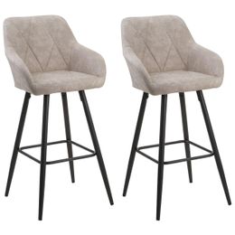 Beliani BARSTUHL 2er-Set Polsterbezug Beige Darien