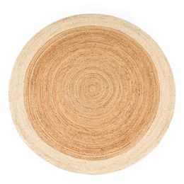 KADIMA DESIGN JUTETEPPICH handgewebt wendbar, im Boho-Stil, Elfenbein, &Oslash; 120 cm