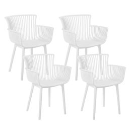 Beliani GARTENSTUHL 4er-Set Kunststoff wei&szlig; Pesaro