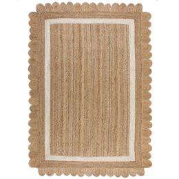 KADIMA DESIGN JUTETEPPICH handgewebt PLYM, geometrisch, Braun-Beige, 160 x 230 cm