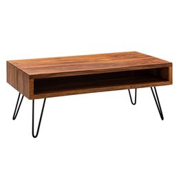 KADIMA DESIGN COUCHTISCH Sheeshamholz, Pulverbeschichtet mit Ablagefach, Ma&szlig;e 100x40x50 cm