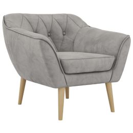 SESSEL PIRS - Hellgrau Velvet - Holzbeine