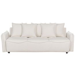 Beliani 3-SITZER-SCHLAFSOFA cremewei&szlig; mit Stauraum Krama
