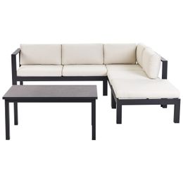 Beliani LOUNGE-SET 5-sitzer Aluminium Cremewei&szlig; Messina