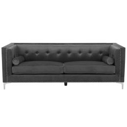 Beliani 3-SITZER-SOFA Samtstoff Dunkelgrau Avaldsenes