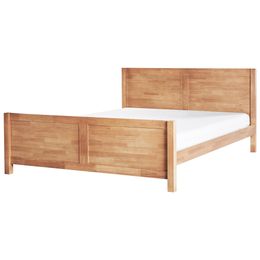 Beliani BETT mit Lattenrost 180x200 cm Heller Holzfarbton Champagnat