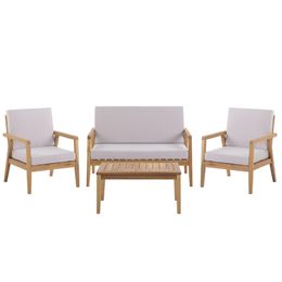 Beliani LOUNGE SET 4-Sitzer Hellbraun Auflagen grau Pallano