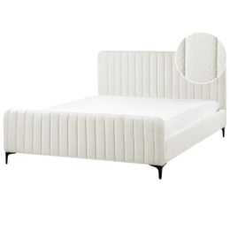 Beliani POLSTERBETT mit Lattenrost 160x200 cm Wei&szlig; Lunan