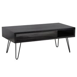 KADIMA DESIGN COUCHTISCH Mango Massivholz Metall 100x50x40cm mit Stauraum und Haarnadelbeinen