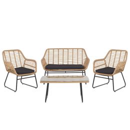 Beliani LOUNGE-SET 4-sitzer Rattan Beige Minori