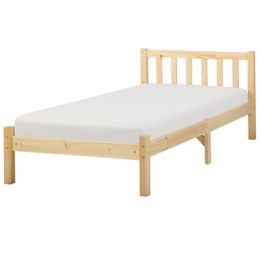 Beliani BETT mit Lattenrost 90x200 cm Heller Holzfarbton Florac