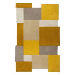 KADIMA DESIGN WOLLTEPPICH HALLEIN, geometrisch, Senfgelb, 120 x 180 cm