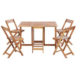 Beliani GARTENM&Ouml;BEL SET 4-Sitzer Akazienholz hellbraun Frassine