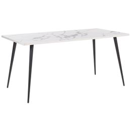 Beliani ESSTISCH 160/80/76 cm Wei&szlig; schwarz Rechteckig Santiago