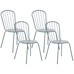 Beliani GARTENSTUHL 4er-Set Stahl hellblau Calvi