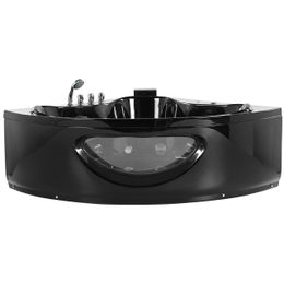Beliani WHIRLPOOL-BADEWANNE mit LED 146x205x61 cm schwarz Tocoa