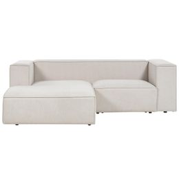Beliani 2-SITZER-ECKSOFA hellbeige linksseitig Vernon