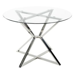 Beliani ESSTISCH 105/75 cm Transparent, silberfarben Rund Bosco