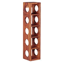 KADIMA DESIGN WEINREGAL Massivholz mit 5 F&auml;chern Wandmontage Edelholz-Optik, Braun 15x15x70 cm