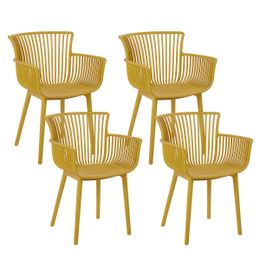 Beliani GARTENSTUHL 4er-Set Kunststoff gelb Pesaro