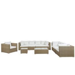 Beliani 8-SITZER LOUNGE SET Rattan Hellbraun Maestro