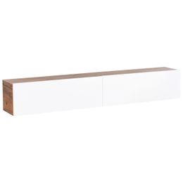 Beliani WANDMONTIERTER-TV-SCHRANK Wei&szlig;/Braun Gladstone