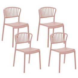 Beliani GARTENST&Uuml;HLE 4er-Set Kunststoff rosa Gela