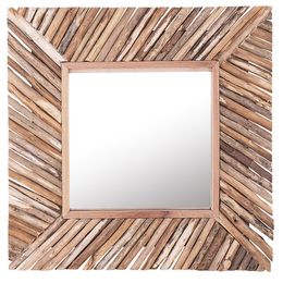 Beliani WANDSPIEGEL Holz hellbraun quadratisch 60/60 cm Kanab