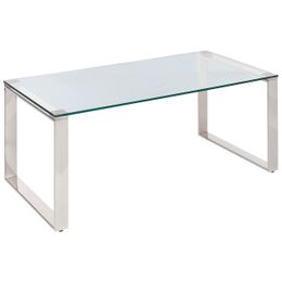 Beliani COUCHTISCH mit Glasplatte Silber Tilon