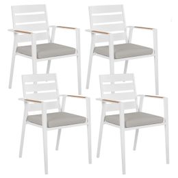 Beliani GARTENSTUHL 4er-Set Aluminium Grau Taviano