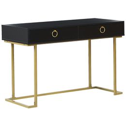 Beliani KONSOLENTISCH schwarz/gold 2 Schubladen Westport