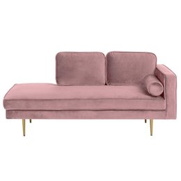 Beliani CHAISELONGUE Samtstoff rosa rechtsseitig Miramas
