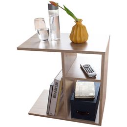 KADIMA DESIGN BEISTELLTISCH Holz Ablagef&auml;cher Kratzfest Wasserabweisend ITTER, Beige 50x30x50 cm