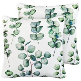 Beliani GARTENKISSEN 2er-Set Gr&uuml;n 45/45 cm Bosque