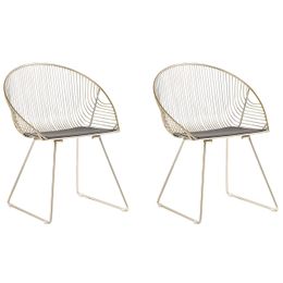 Beliani METALLSTUHL 2er-Set Stahl Gold Aurora